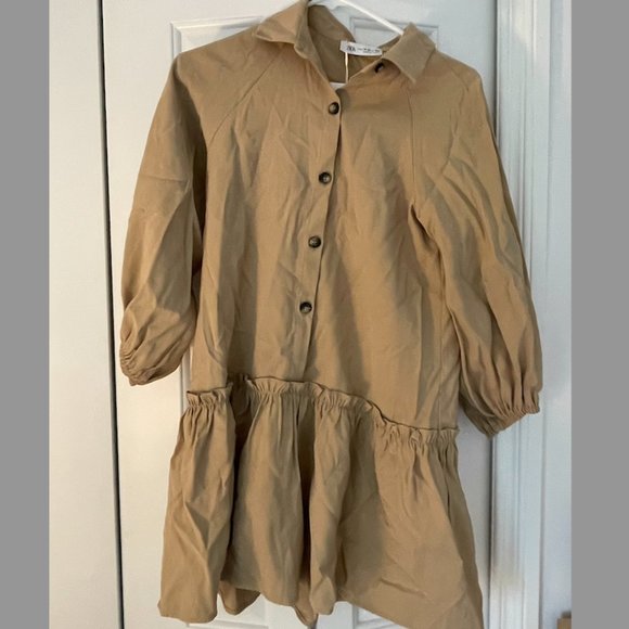Zara | Dresses | Zara Sand Drop Waist Dress | Poshmark